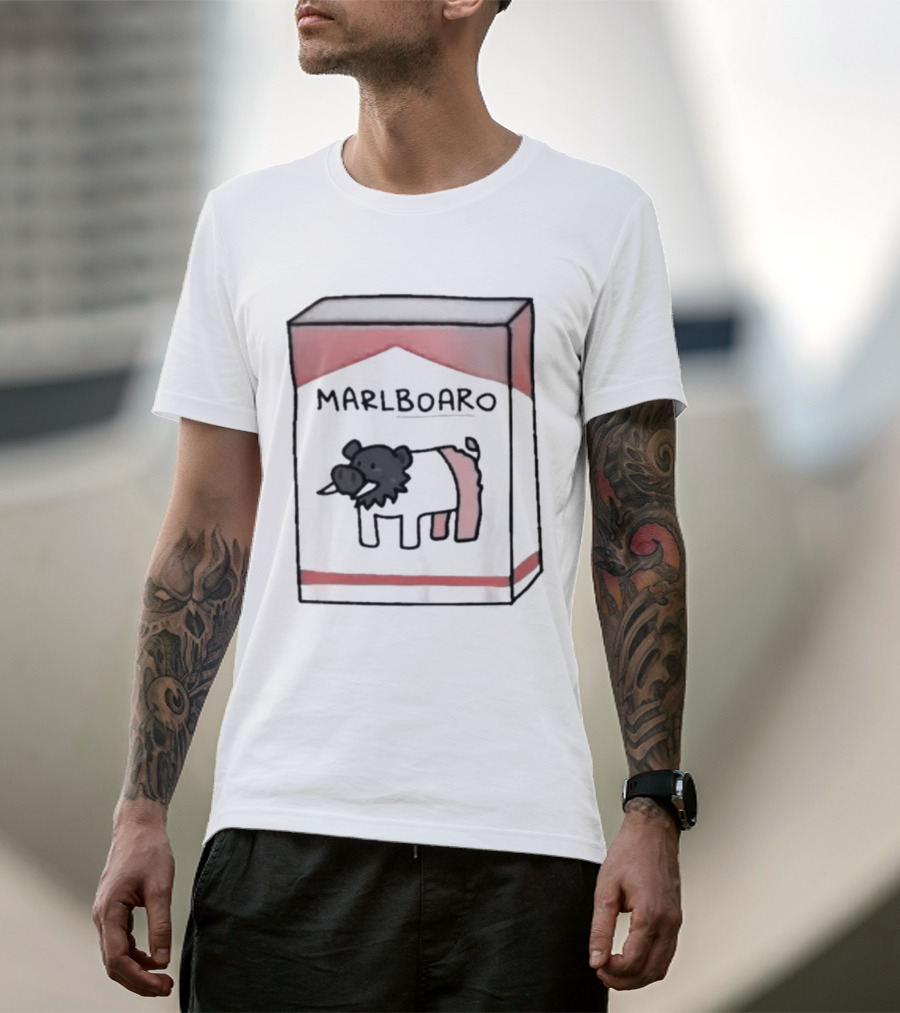 Marlboaro Boar Pig Pack Cigarette Cartoon T-Shirt