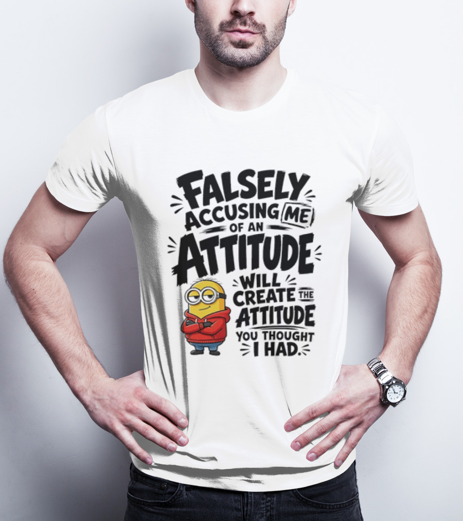 Falsely Accusing Me Of An Attitude Minion Wearing Red T-Shirt