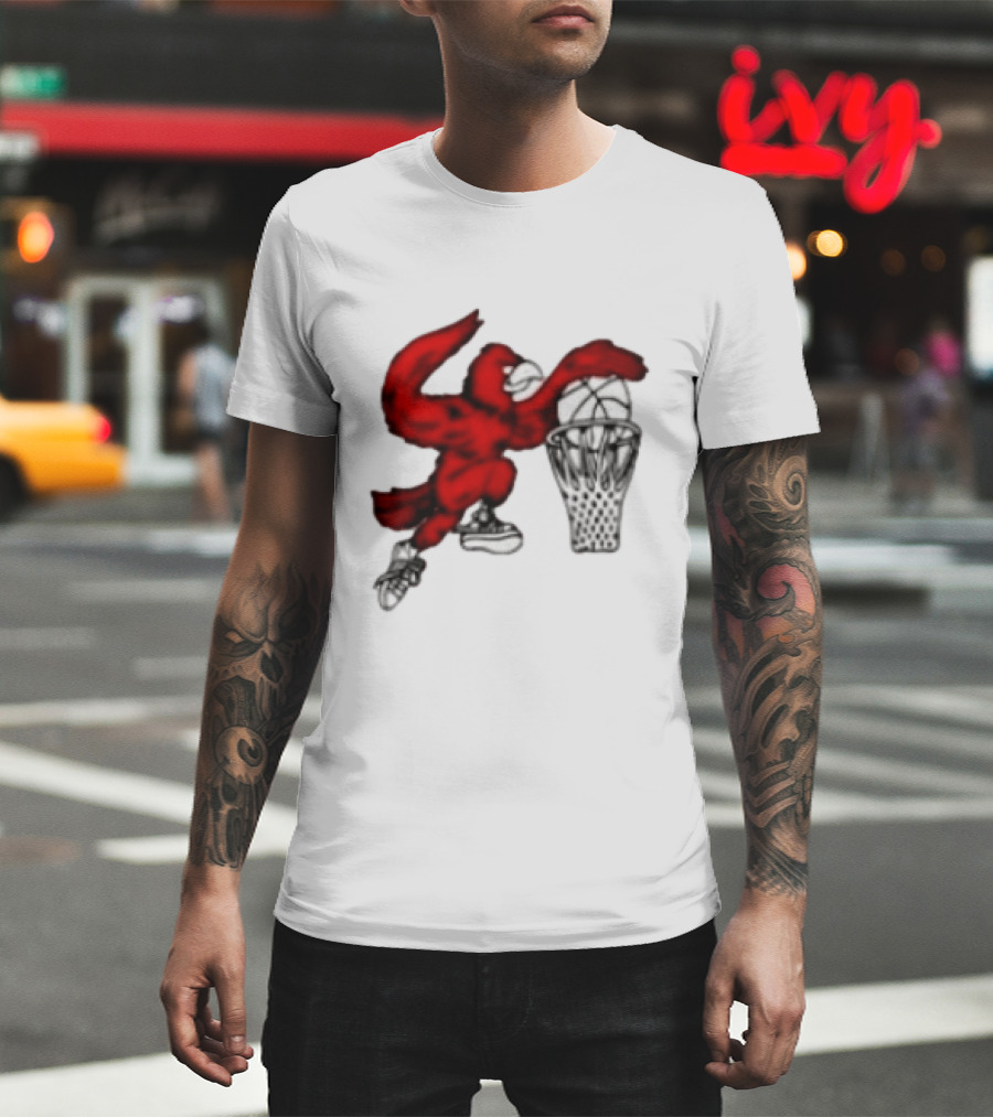 Red Cardinal Bird Dunking Basketball T-Shirt