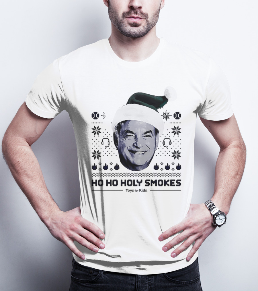 Rick Rizzs Ho Ho Holy Smokes Santa Hat Mariners Rizzsmas In July T-Shirt
