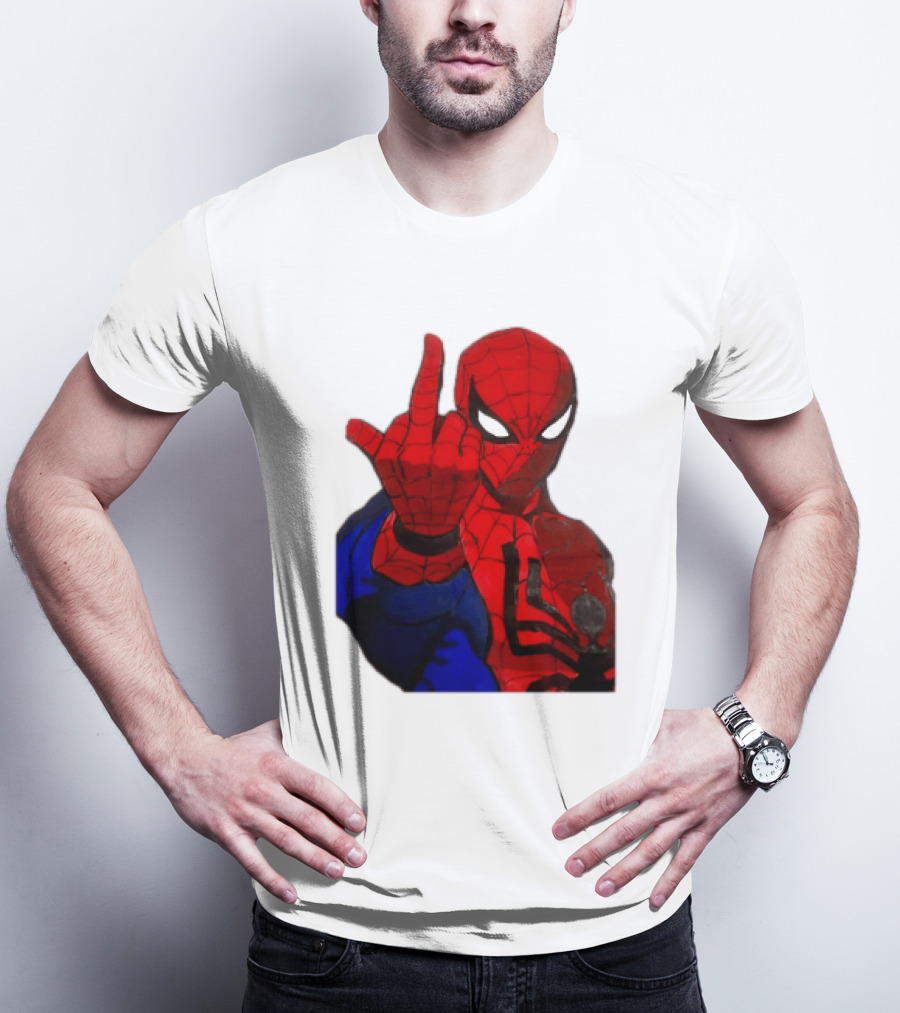 Spider Man Middle Finger Gesture Iconic Superhero Attitude T-Shirt