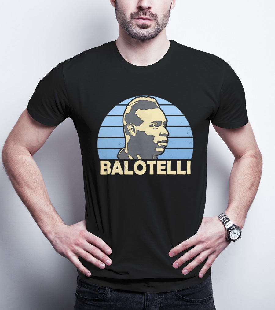 Balotelli Retro Style Italian Footballer Profile T-Shirt