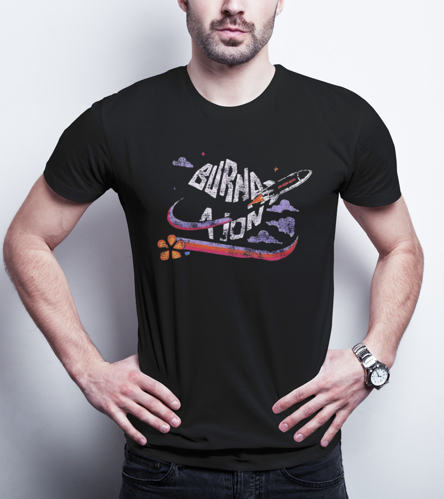 Burn Nation Rocket Blast Off Space Flower T-Shirt