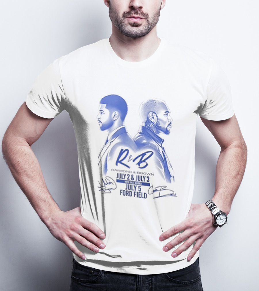 R&B Tour Chris Brown Usher Raymond Detroit Lions Ford Field T-Shirt