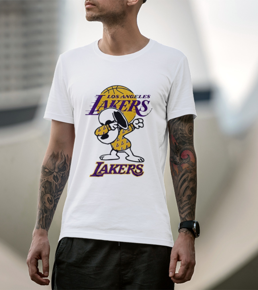 Dabbing Snoopy Los Angeles Lakers Basketball Mashup T-Shirt
