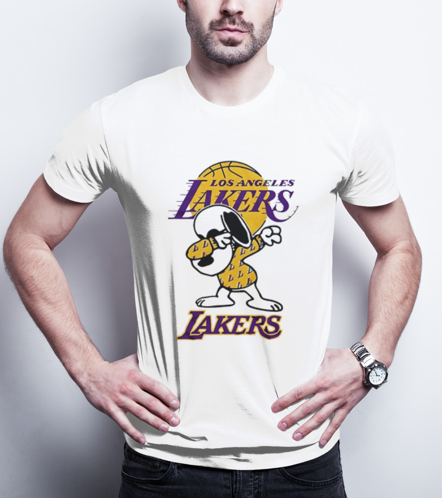 Dabbing Snoopy Los Angeles Lakers Basketball Mashup T-Shirt