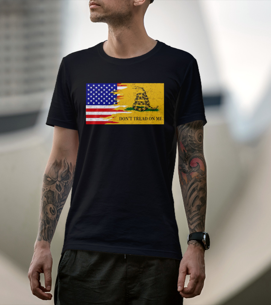 Don't Tread On Me American Flag Gadsden Snake T-Shirt