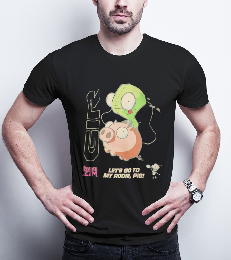 GIR Invader Zim Let's Go To My Room Pig Ride Adventure T-Shirt