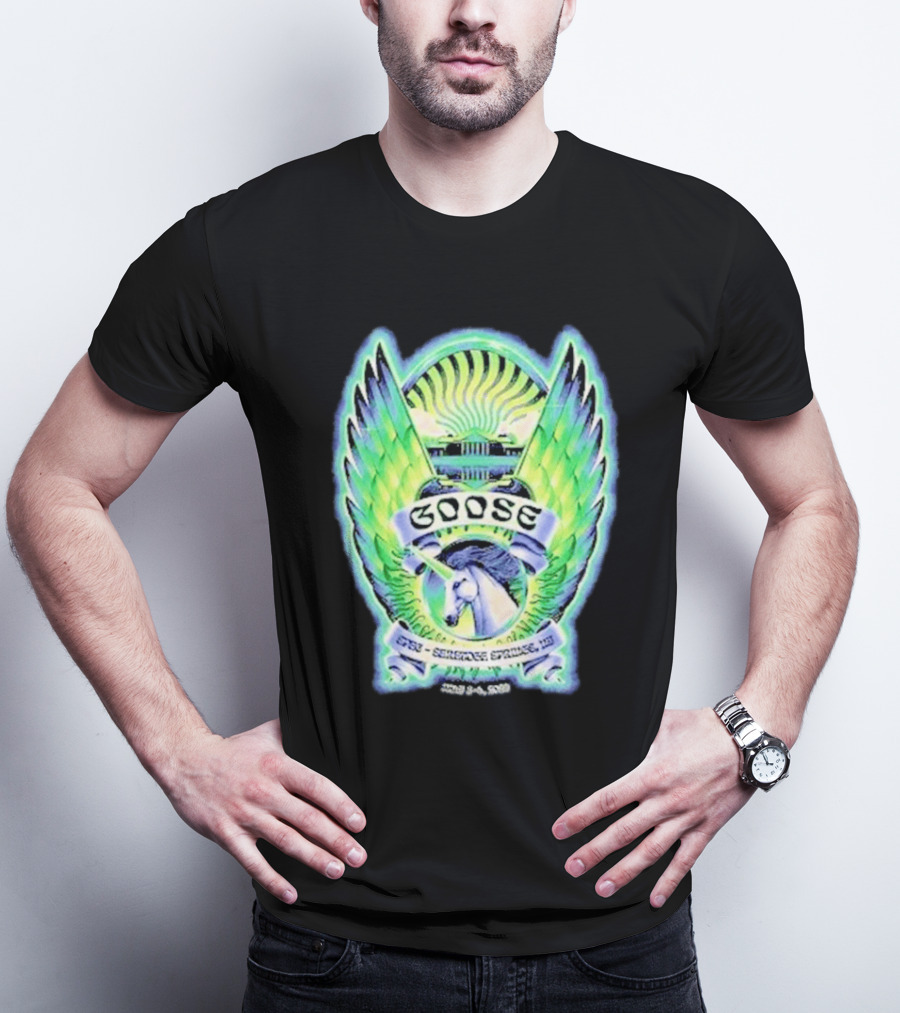 Goose The Band Saratoga Springs July 3 4 2026 Winged Horse New York Concert Tour T-Shirt