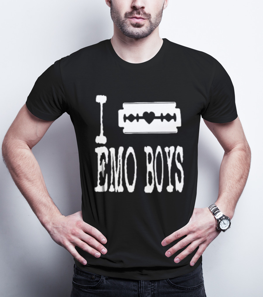 I Emo Boys Heart Razor Blade T-Shirt
