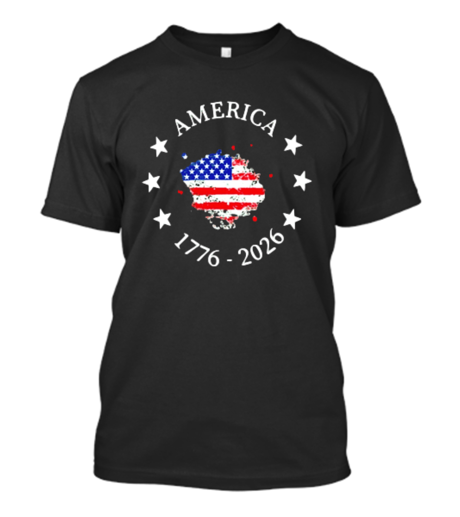 America 1776 2026 Patriotic Flag Stars And Map Celebration T-Shirt