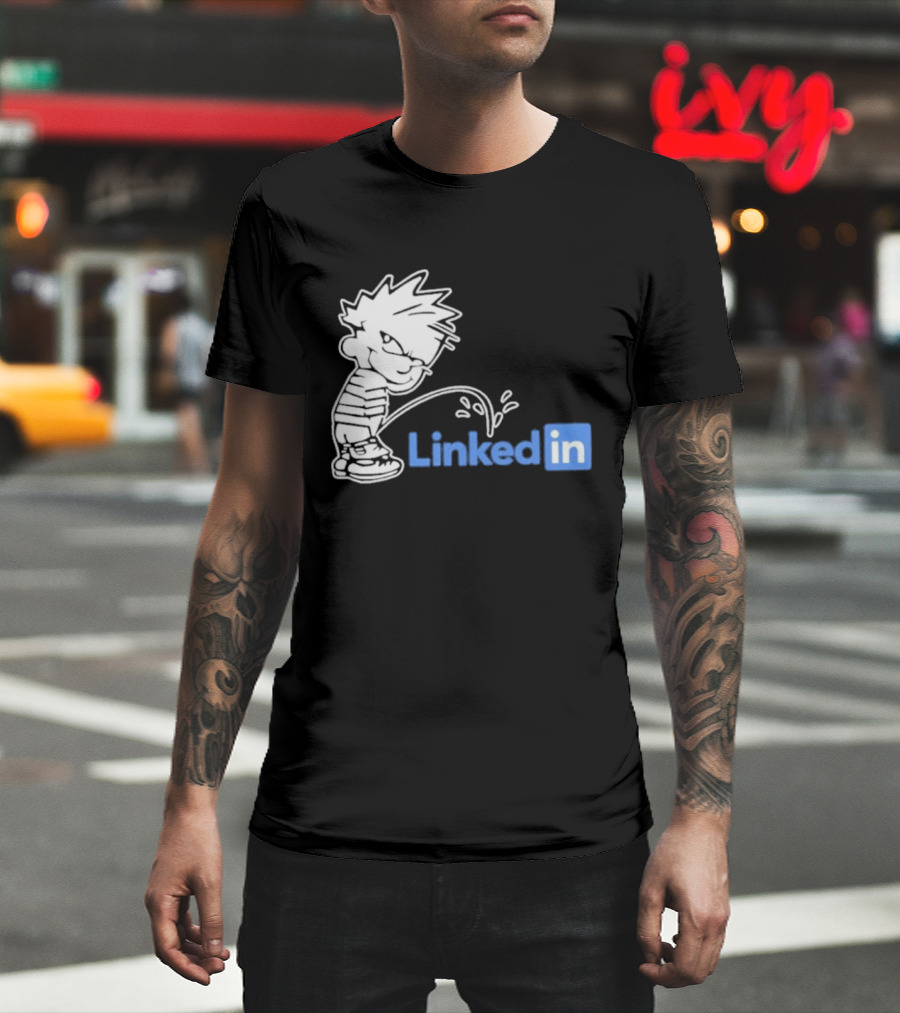 Calvin Pissing LinkedIn T-Shirt