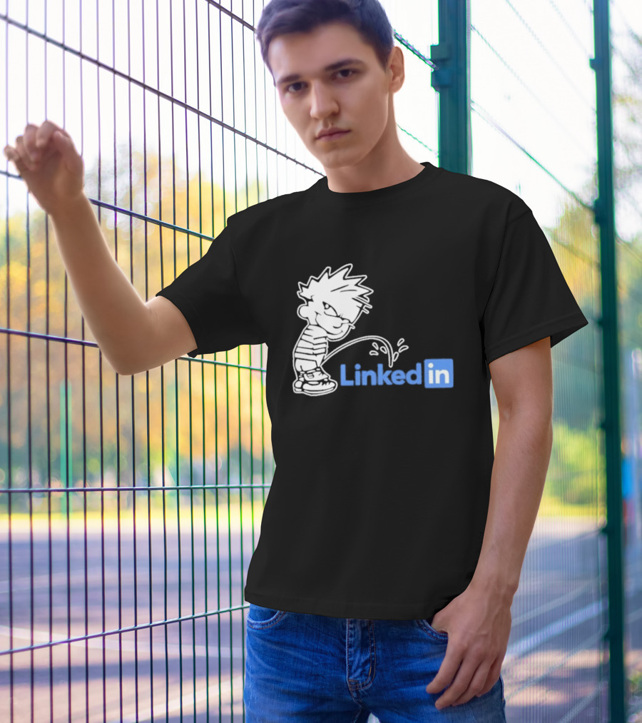 Calvin Pissing LinkedIn T-Shirt