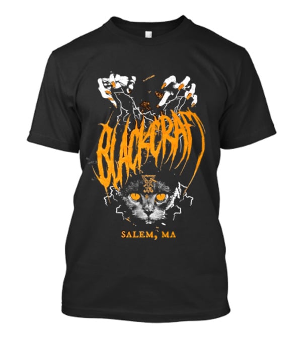 Blackcraft Salem MA Cat Occult Theme With Leviathan Cross T-Shirt