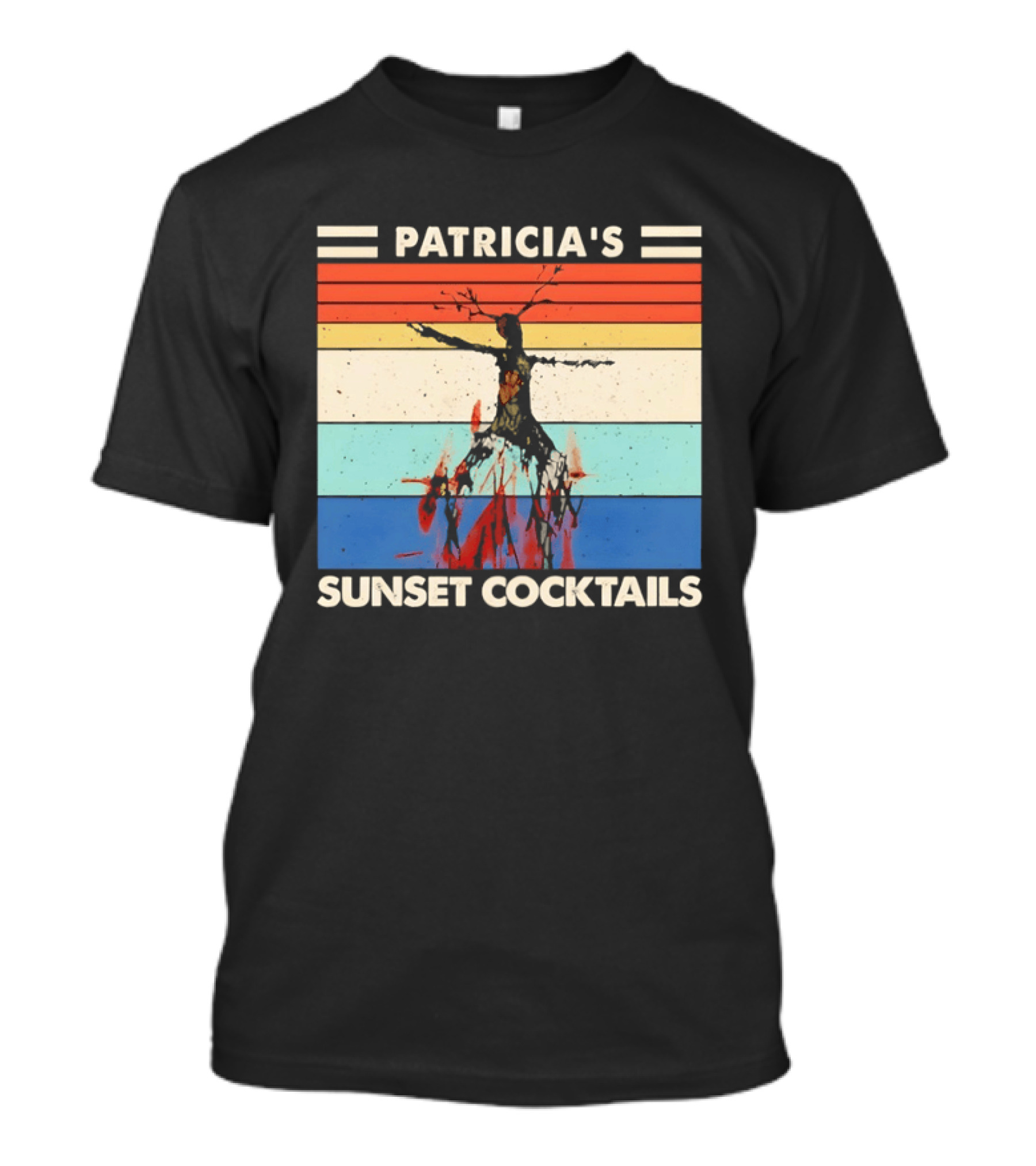 Patricia's Sunset Cocktails Vintage Beach Stripes T-Shirt