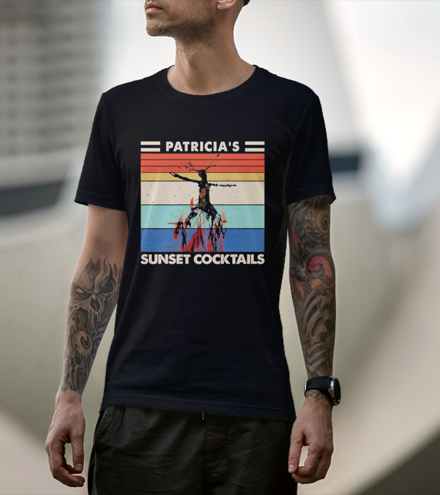 Patricia's Sunset Cocktails Vintage Beach Stripes T-Shirt