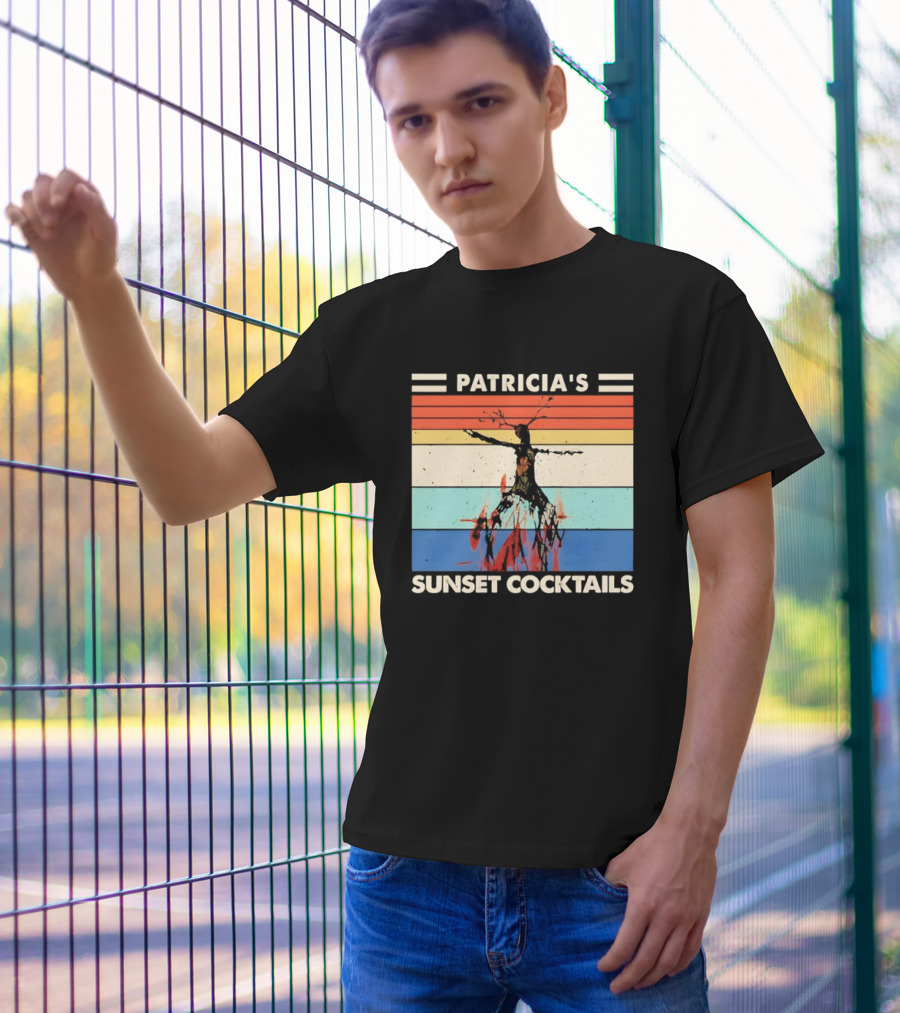Patricia's Sunset Cocktails Vintage Beach Stripes T-Shirt