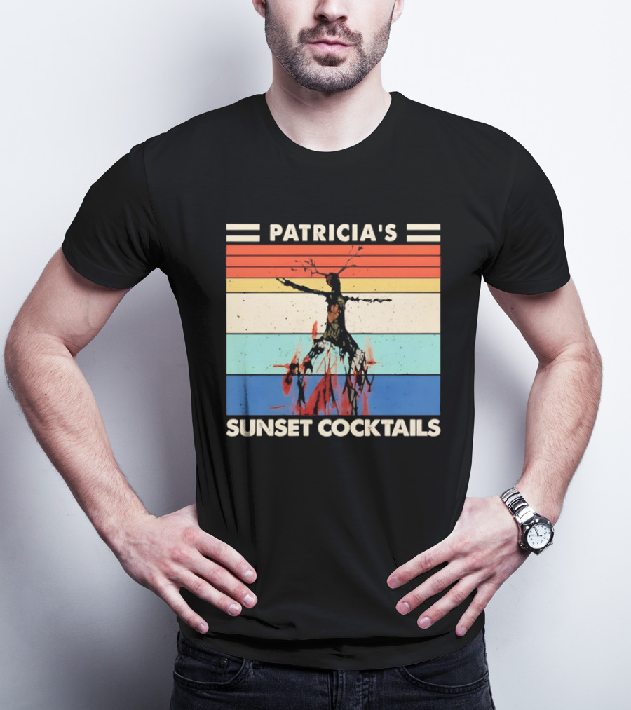 Patricia's Sunset Cocktails Vintage Beach Stripes T-Shirt