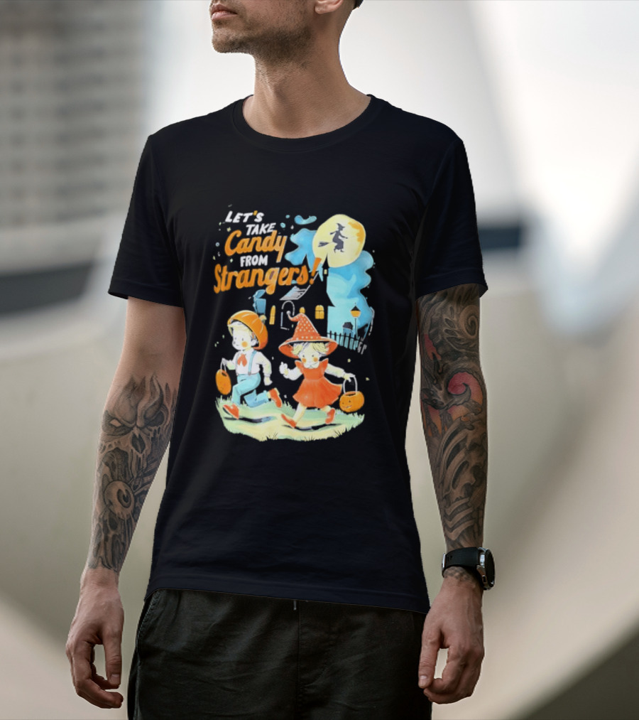 Let's Take Candy From Strangers Halloween Witch Pumpkin Kids T-Shirt