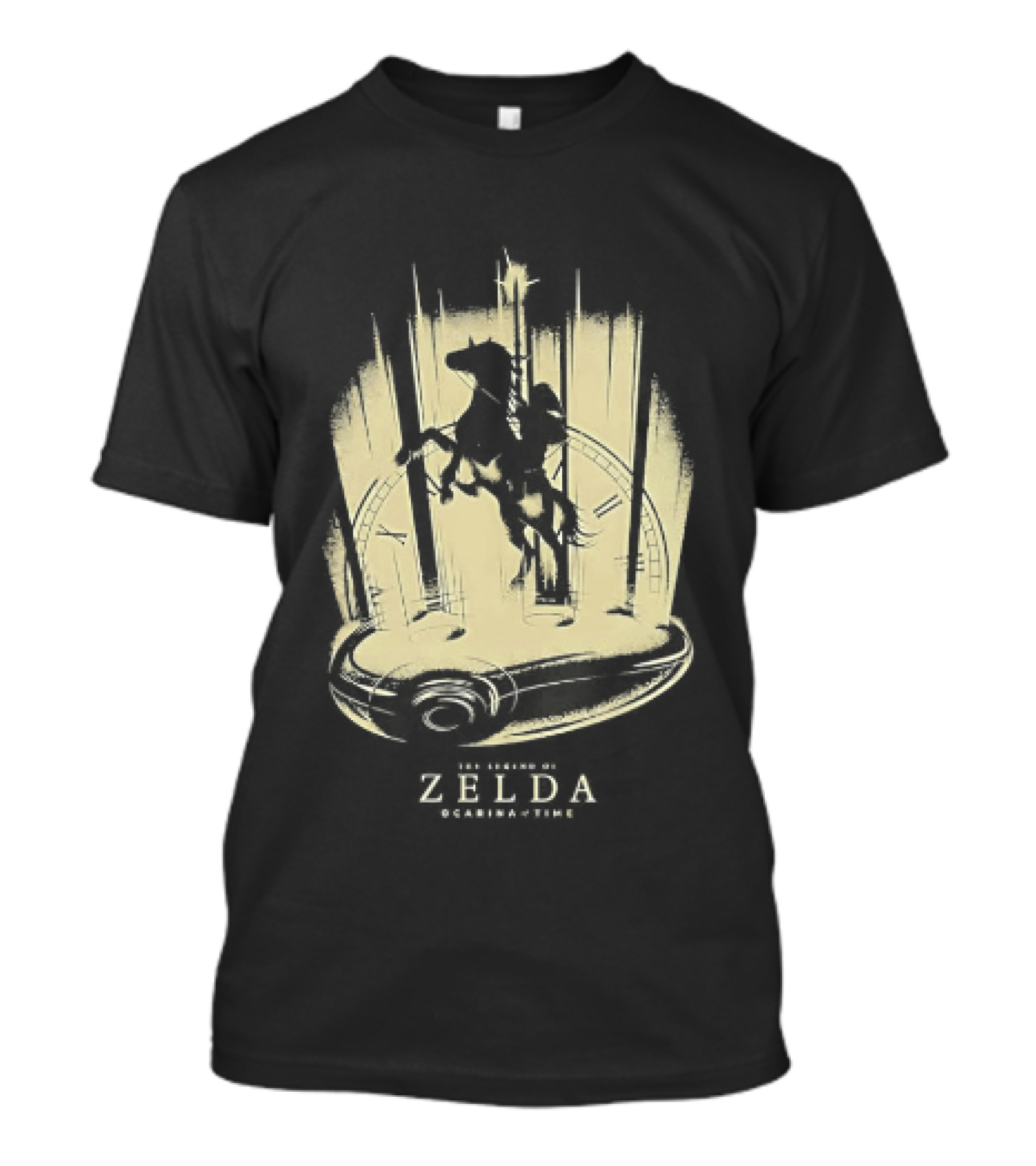 Link Riding Epona Castle Background Zelda Ocarina Of Time T-Shirt