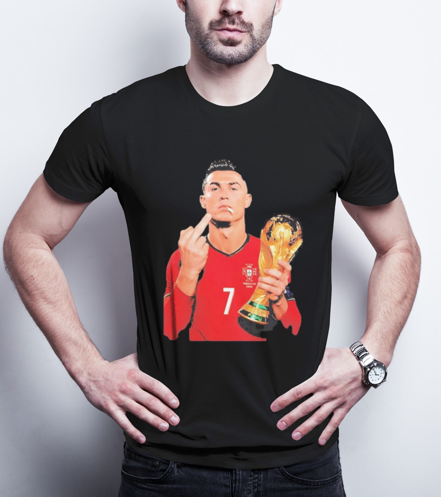 Cristiano Ronaldo Portugal 7 Middle Finger World Cup Trophy T-Shirt