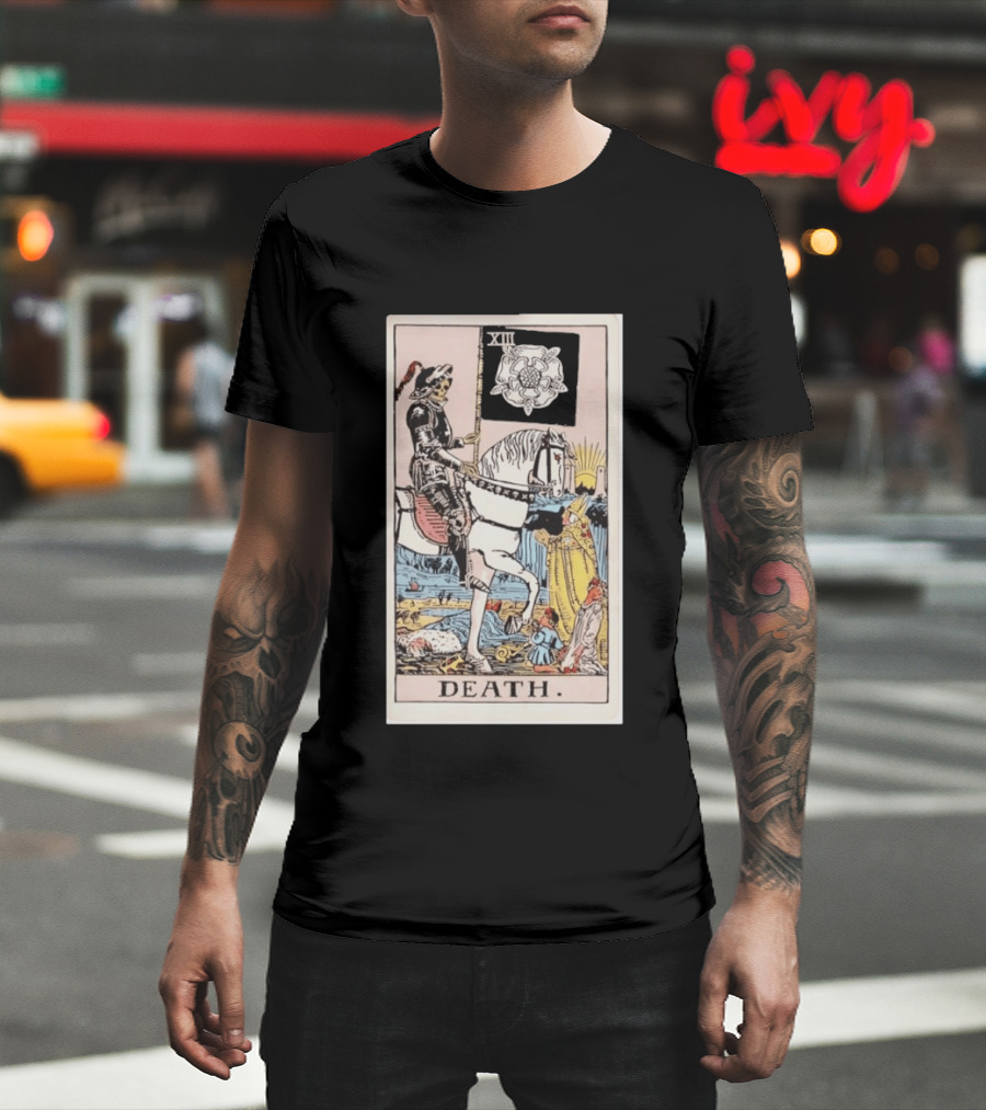 XIII Death Rider Of The Apocalypse Tarot Card Skeleton On Horse Flag XIII T-Shirt