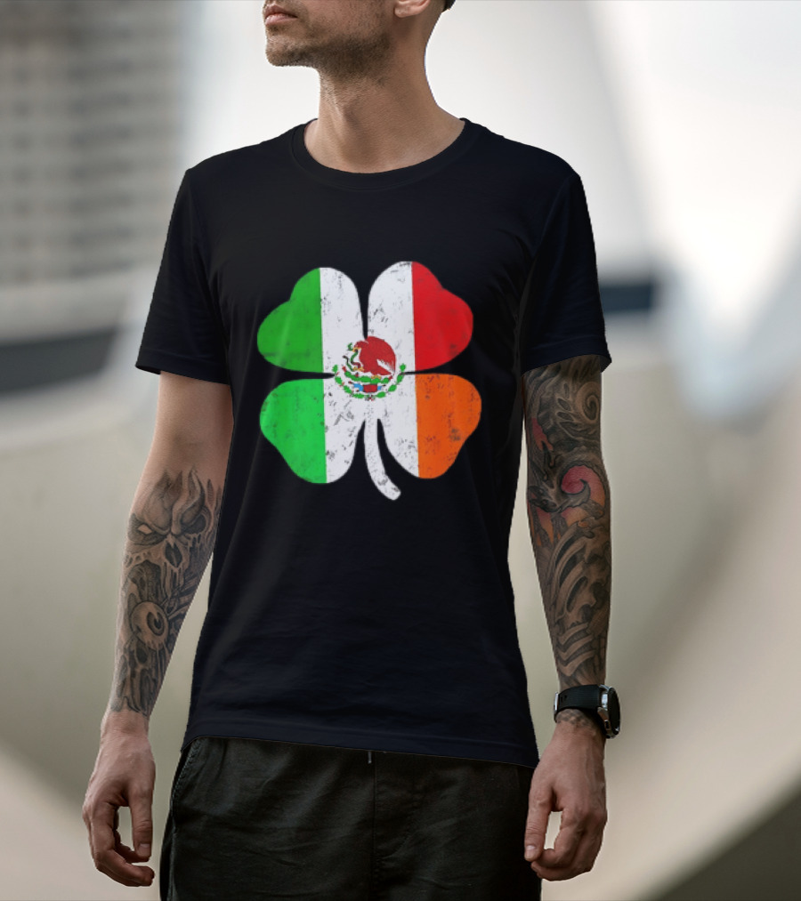 Mexican Irish Shamrock Flag St Patrick's Mexico Ireland Unity T-Shirt