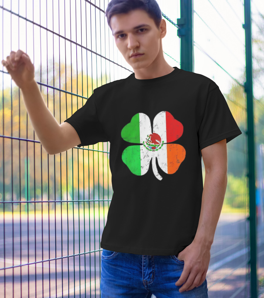Mexican Irish Shamrock Flag St Patrick's Mexico Ireland Unity T-Shirt