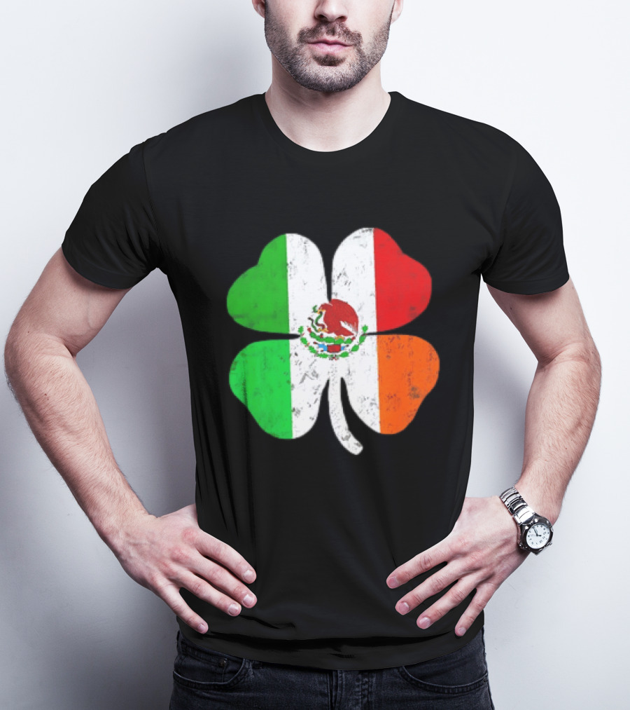 Mexican Irish Shamrock Flag St Patrick's Mexico Ireland Unity T-Shirt