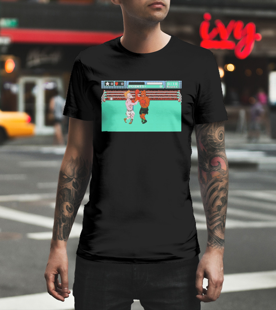 Punch Out NES Classic Mike Tyson Boxing Scene Retro 8 Bit Video Game T-Shirt