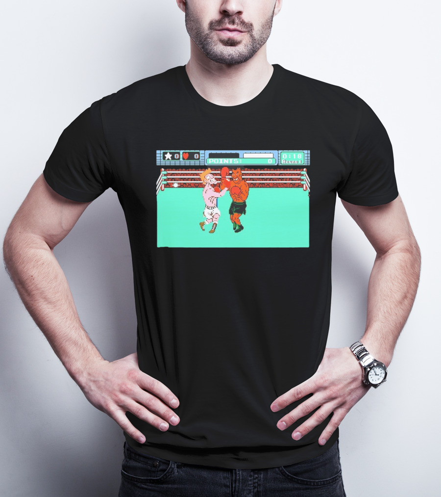 Punch Out NES Classic Mike Tyson Boxing Scene Retro 8 Bit Video Game T-Shirt