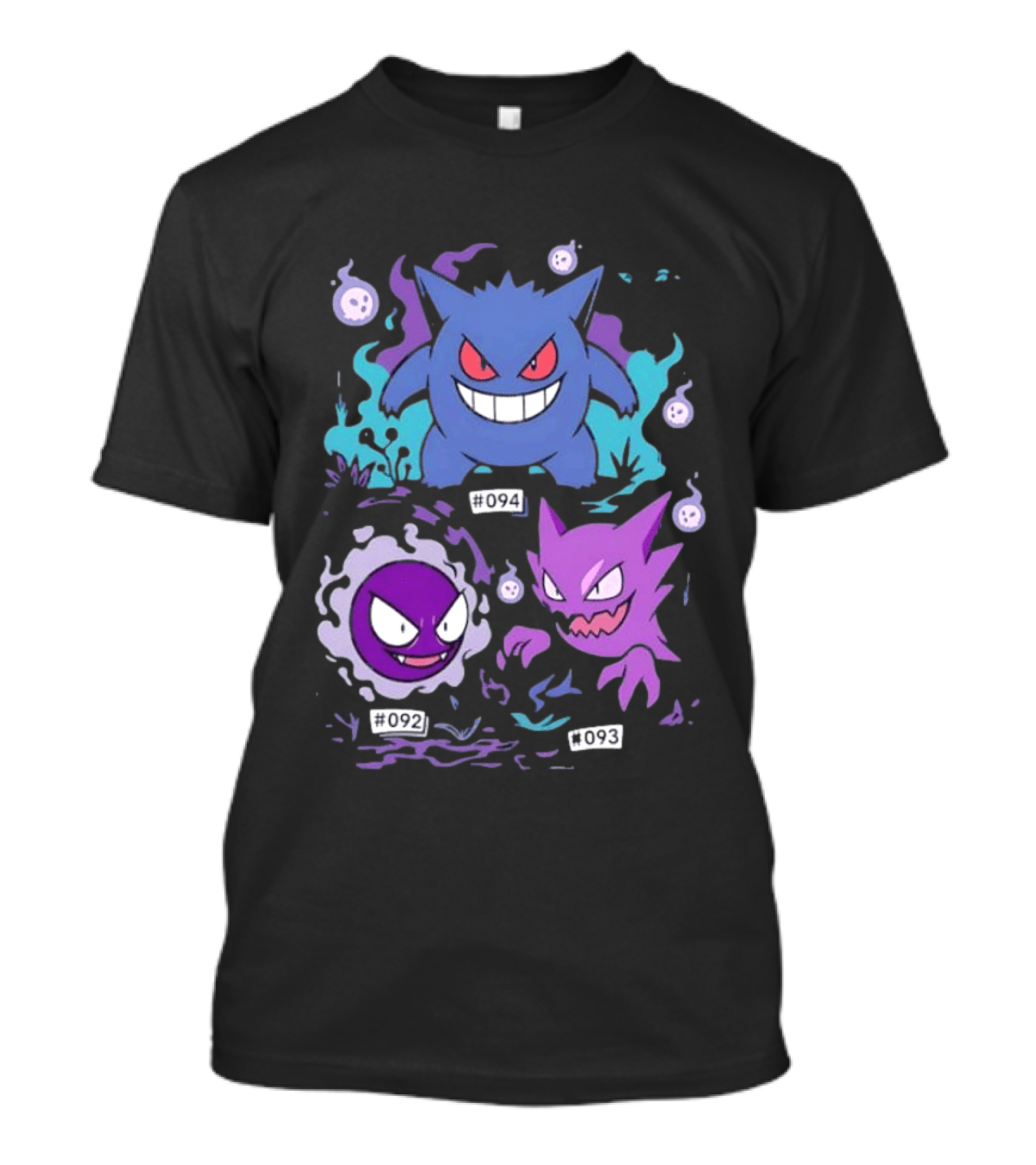 Gengar Haunter Gastly Pokemon Evolution Line 094 092 093 T-Shirt