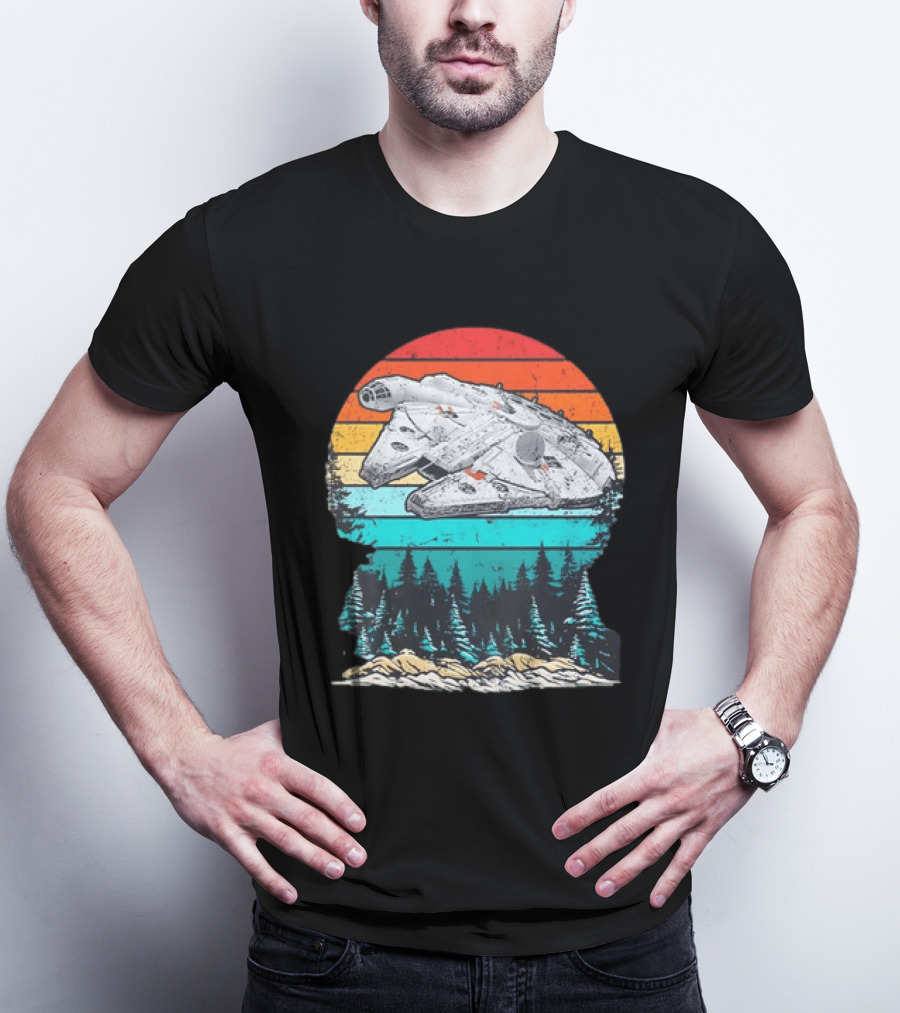 Star Wars Millennium Falcon Forest Sunset T-Shirt