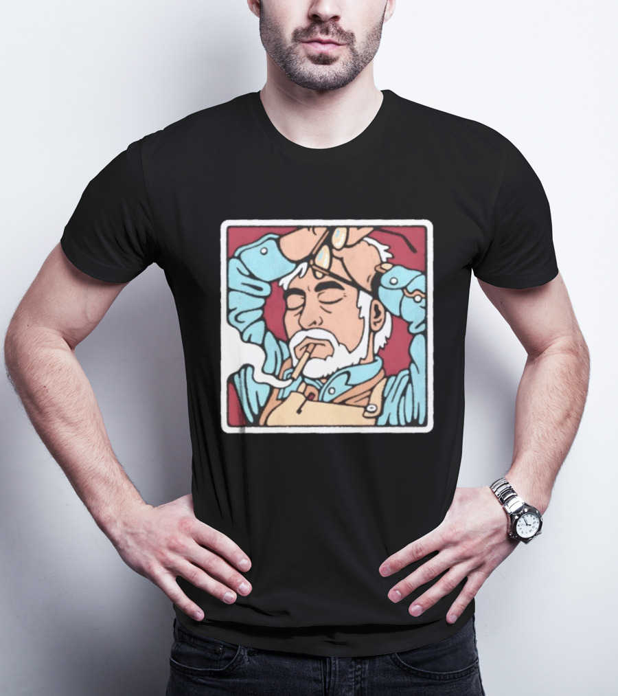 Hayao Miyazaki Smoking Studio Ghibli Filmmaker Animation Mens Casual T-Shirt