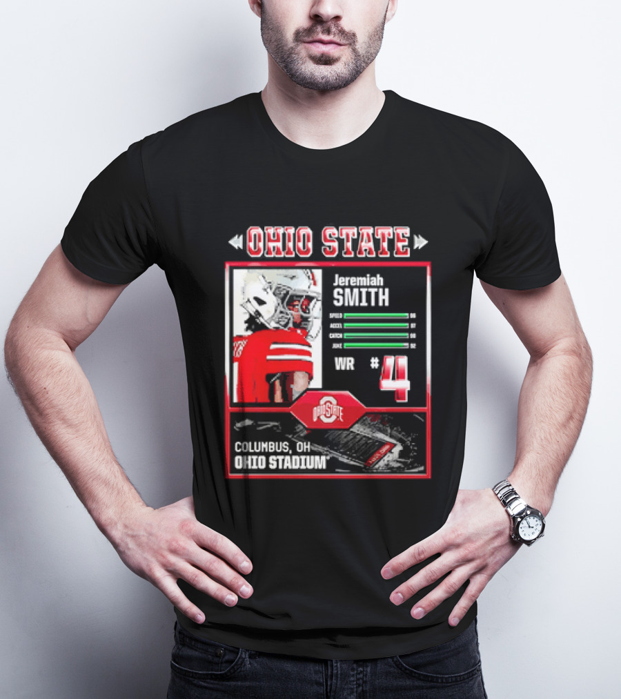 Ohio State Buckeyes Jeremiah Smith Columbus Football Ohio Stadium Number 4 T-Shirt