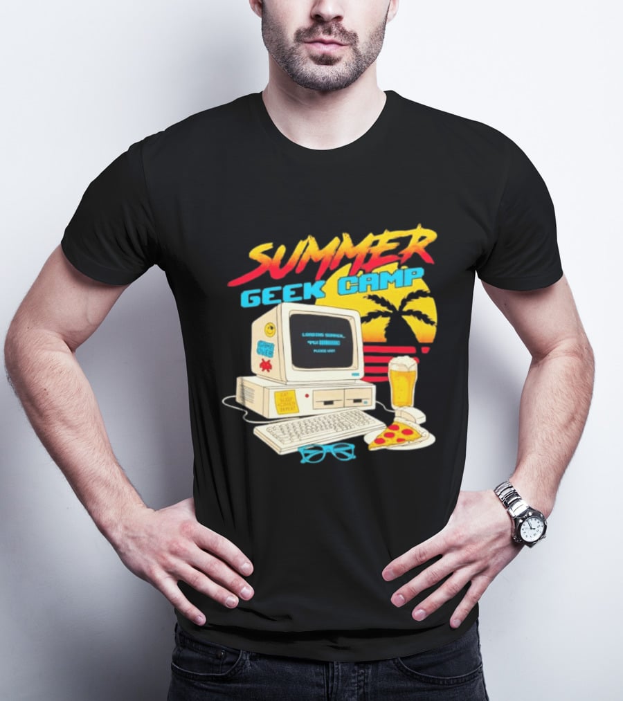 Summer Geek Camp Eat Sleep Code Repeat Loading Computer Pizza Beer T-Shirt