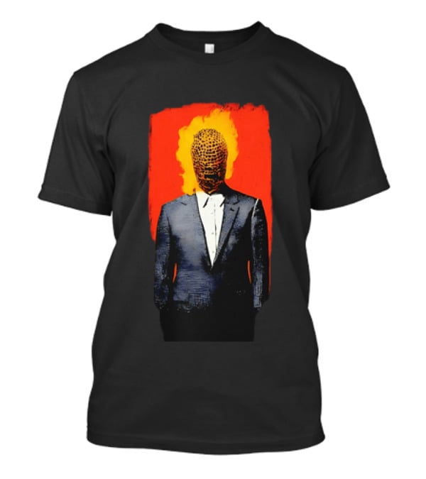 Ignition Man In Tuxedo With Fiery Head On Bold Red T-Shirt