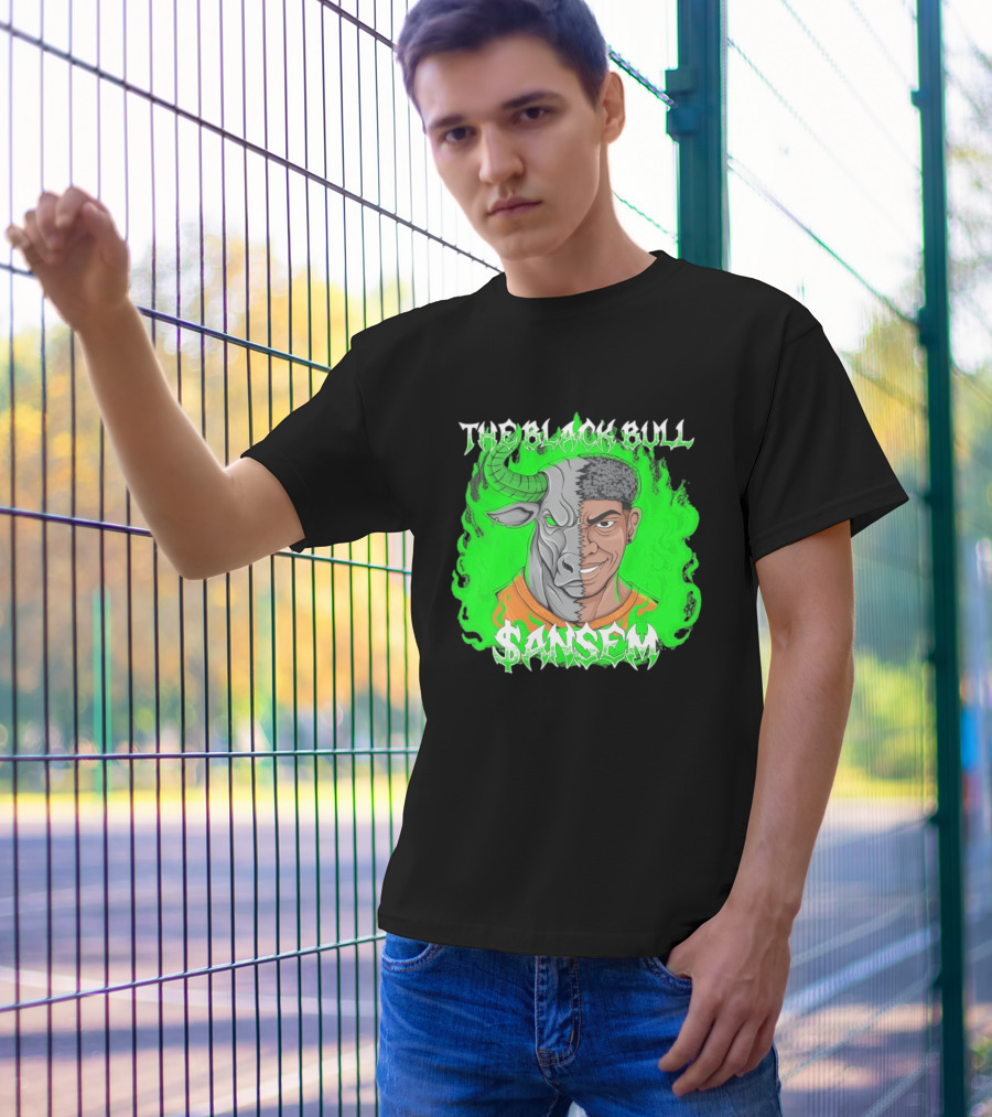 The Black Bull Sansem Half Man Half Bull Green Fire Fusion T-Shirt