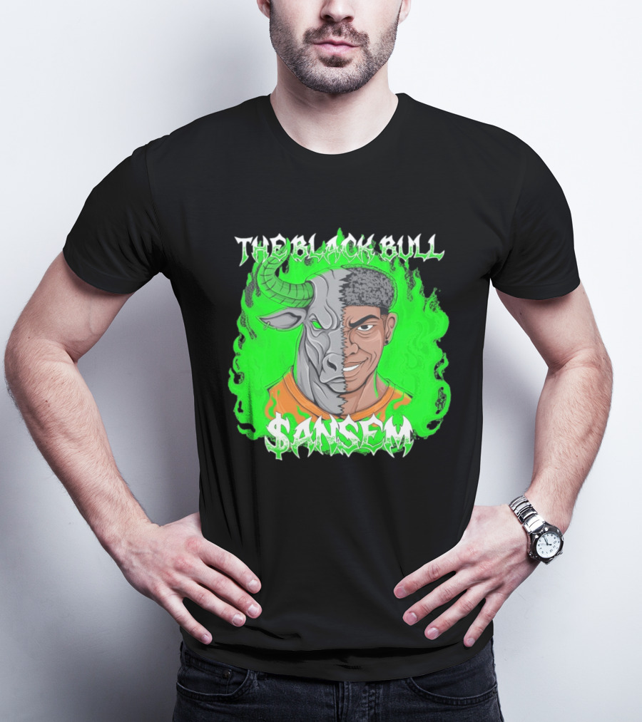The Black Bull Sansem Half Man Half Bull Green Fire Fusion T-Shirt