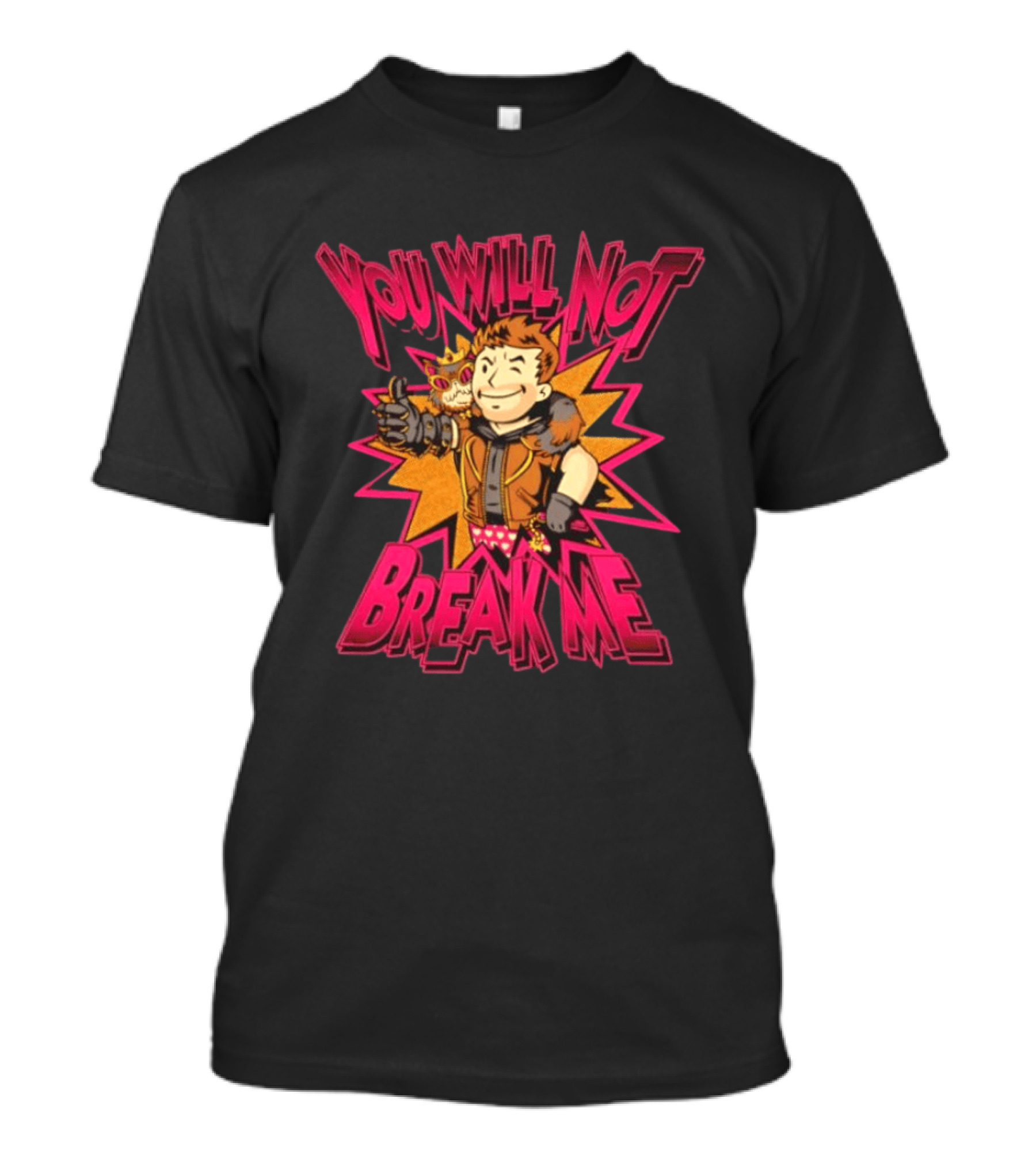 Vault Boy Fallout You Will Not Break Me Thumbs Up Power Armor Explosion T-Shirt