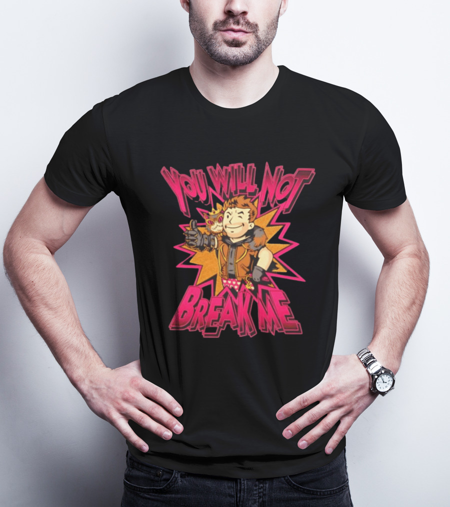 Vault Boy Fallout You Will Not Break Me Thumbs Up Power Armor Explosion T-Shirt