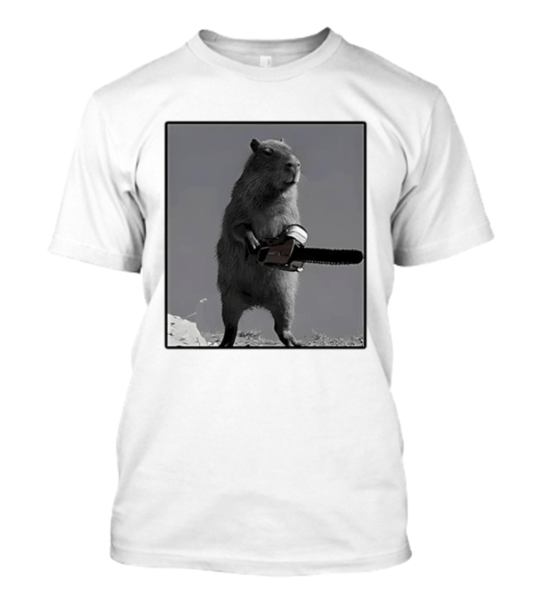 Capybara With Chainsaw Descent Into Madness Signs T-Shirt