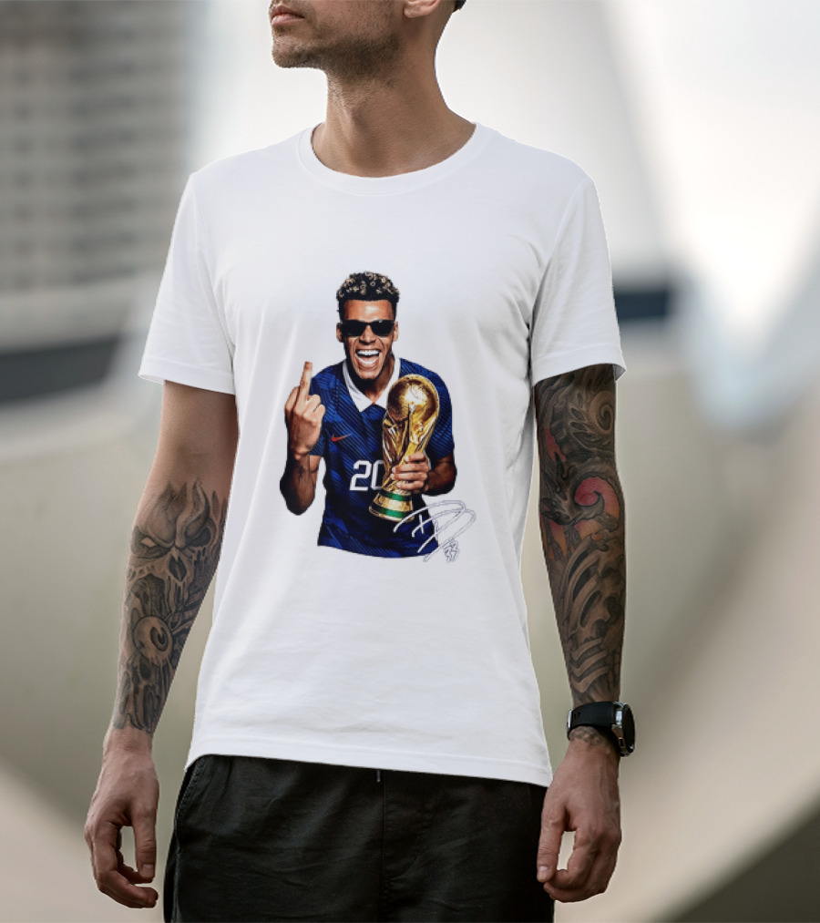 Desire Doue France National Team 20 Trophy Celebration Gesture T-Shirt