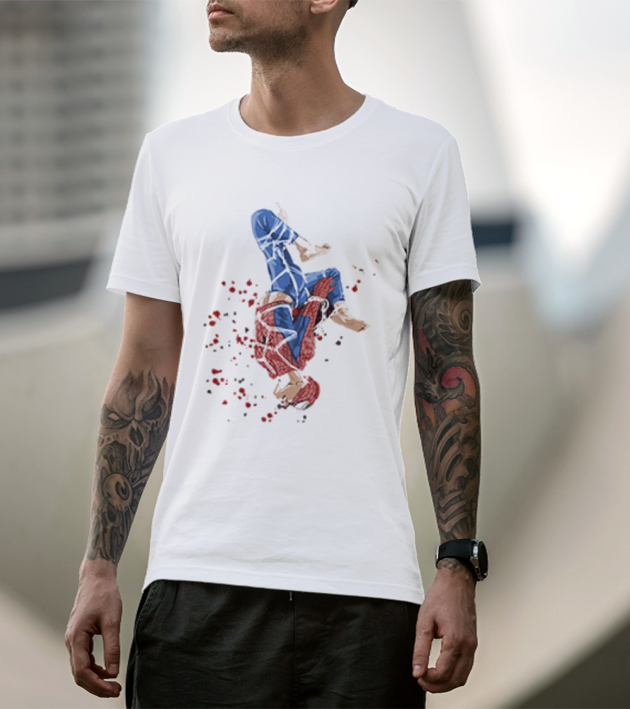 Spider Man Shibari Upside Down Rope Art With Red Flowers T-Shirt
