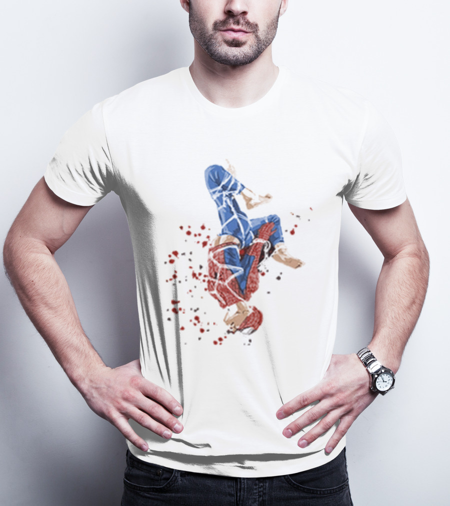 Spider Man Shibari Upside Down Rope Art With Red Flowers T-Shirt
