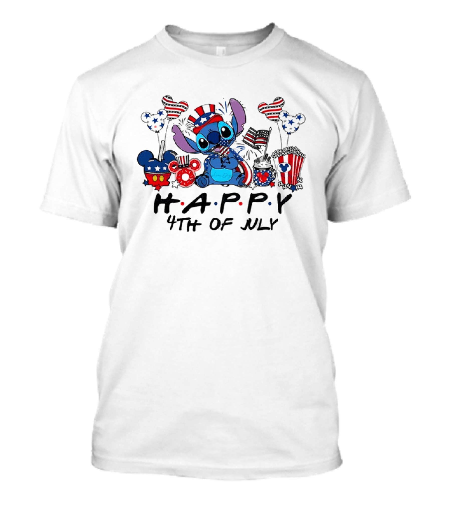 Lilo And Stitch Disney Happy 4th Of July Celebration USA Flags T-Shirt