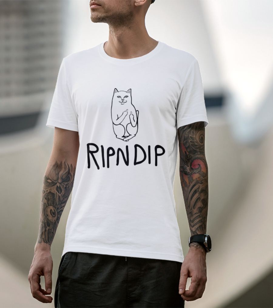 Lord Nermal Ripndip Cat Middle Fingers Flipping Fun T-Shirt