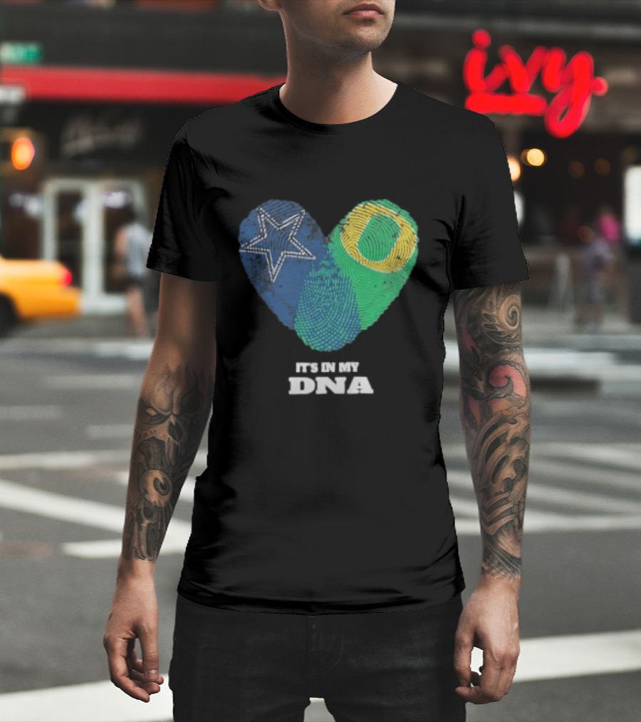 It's In My DNA Dallas Cowboys Oregon Ducks Heart Fingerprint T-Shirt