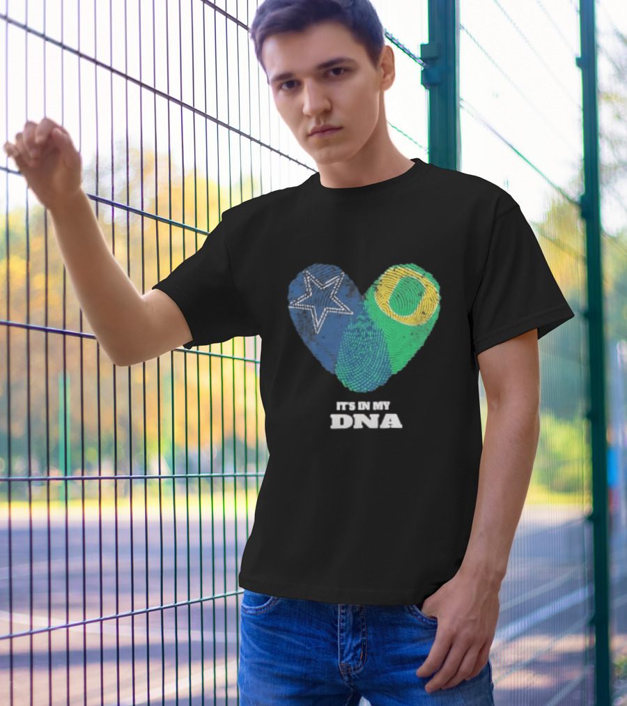 It's In My DNA Dallas Cowboys Oregon Ducks Heart Fingerprint T-Shirt
