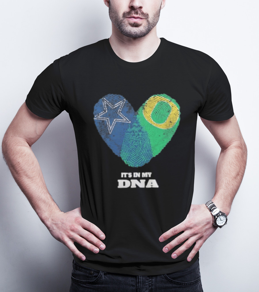 It's In My DNA Dallas Cowboys Oregon Ducks Heart Fingerprint T-Shirt